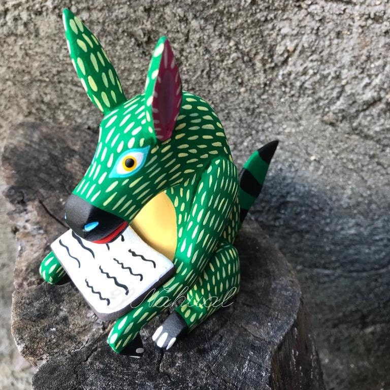 Miniature Donkey Reading ,hand Carved and Painted Wooden Figure by ...