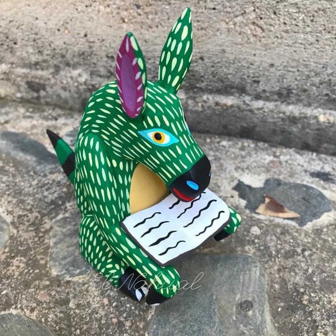 Miniature Donkey Reading ,hand Carved and Painted Wooden Figure by ...