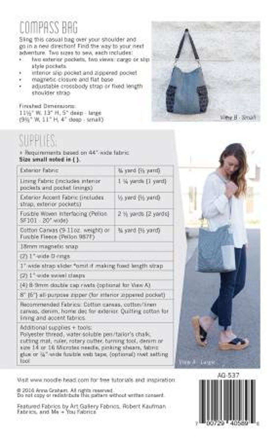 Compass Bag Pattern From Noodlehead - Etsy