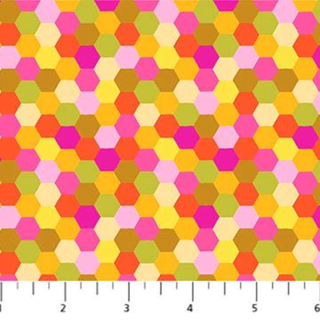 Hexagons in Citrus by Anna Maria From Piecework Collection, AMT111-52C ...