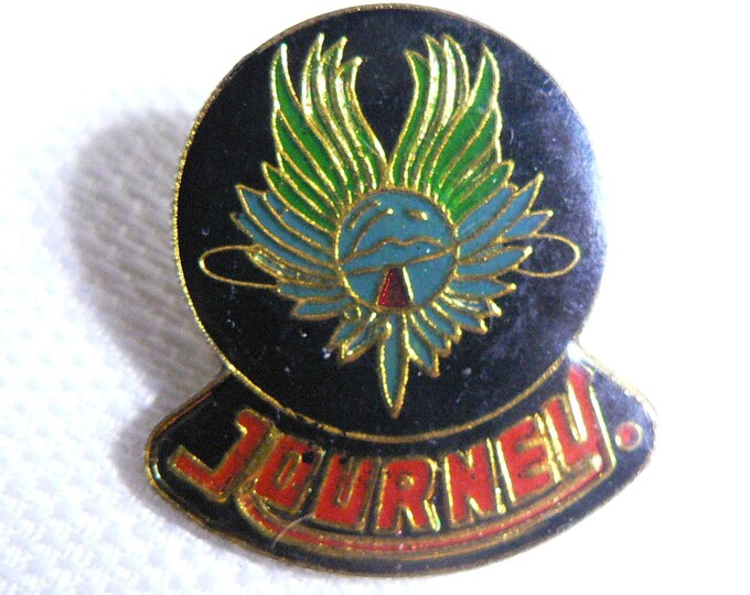 Vintage Early 80s Journey Black Background Enamel Pin / Button / Badge ...