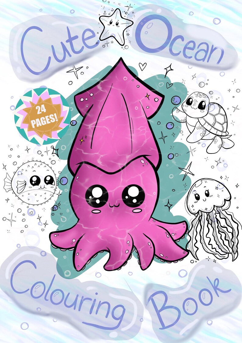 24 Cute Colouring Pages | Ocean Animals | for Kids and Adults | Instant ...