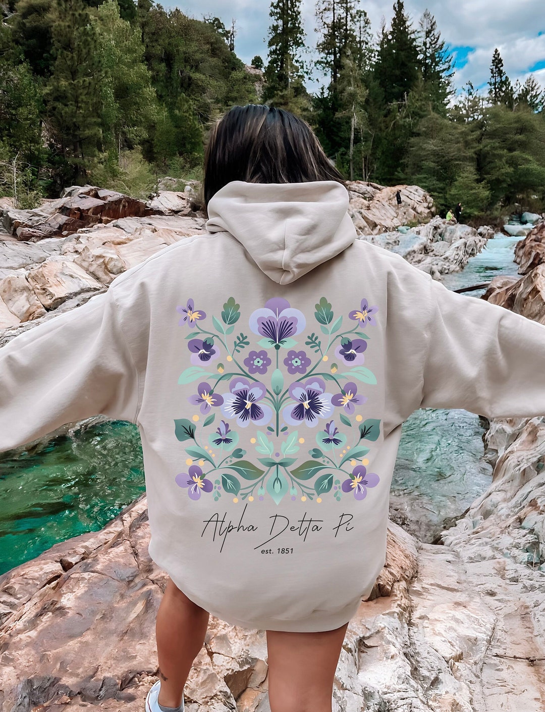 Alpha Delta Pi Hoodie, Boho Flowers Sorority Hoodie, Adpi Trendy ...