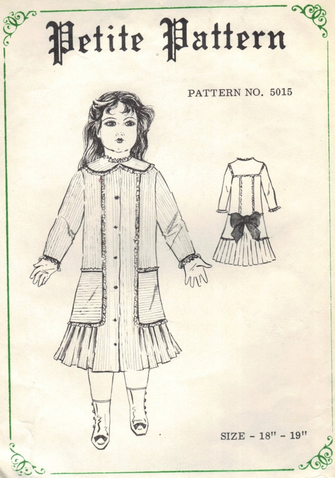 Sewing PATTERN Doll Clothes French German Dress 18" 19" BJD MSD Fashion ...