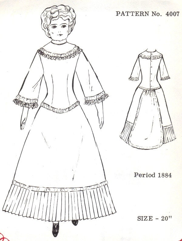 Doll Dress Gown Antique Vintage Look 20" Sewing Pattern Uncut 4007 - Etsy