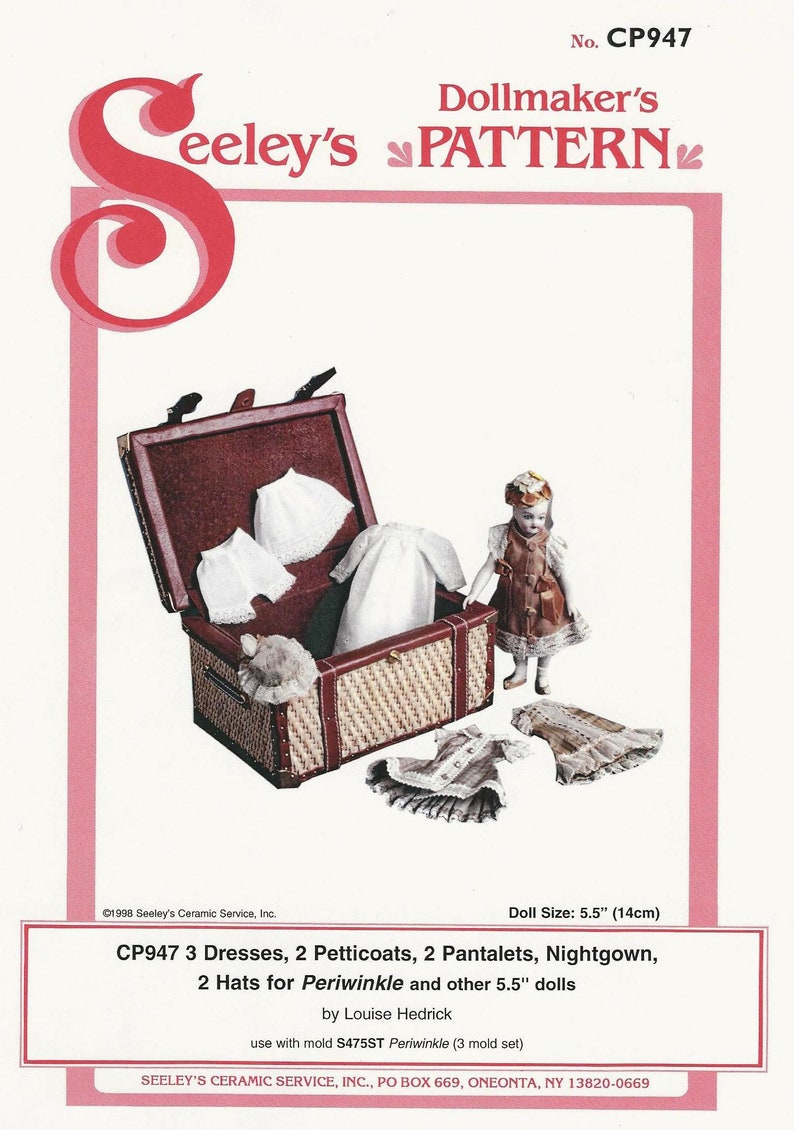 Miniature Doll 5.5 Doll Sewing Pattern 3 Dresses, Petticoat, Pantaloons ...