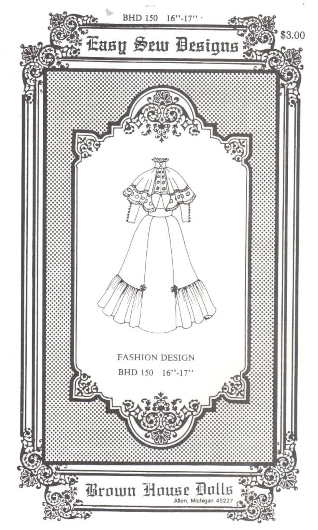 Doll Dress Gown Antique Vintage Look Sewing Pattern Uncut 150 - Etsy