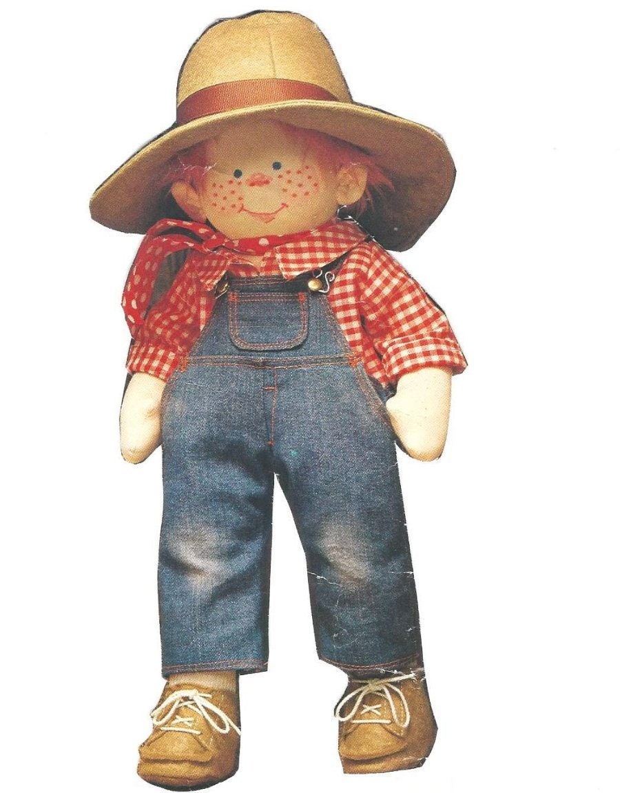 15" Farmer Boy Cloth Rag Doll Named Jed Sewing Pattern by Rainie ...