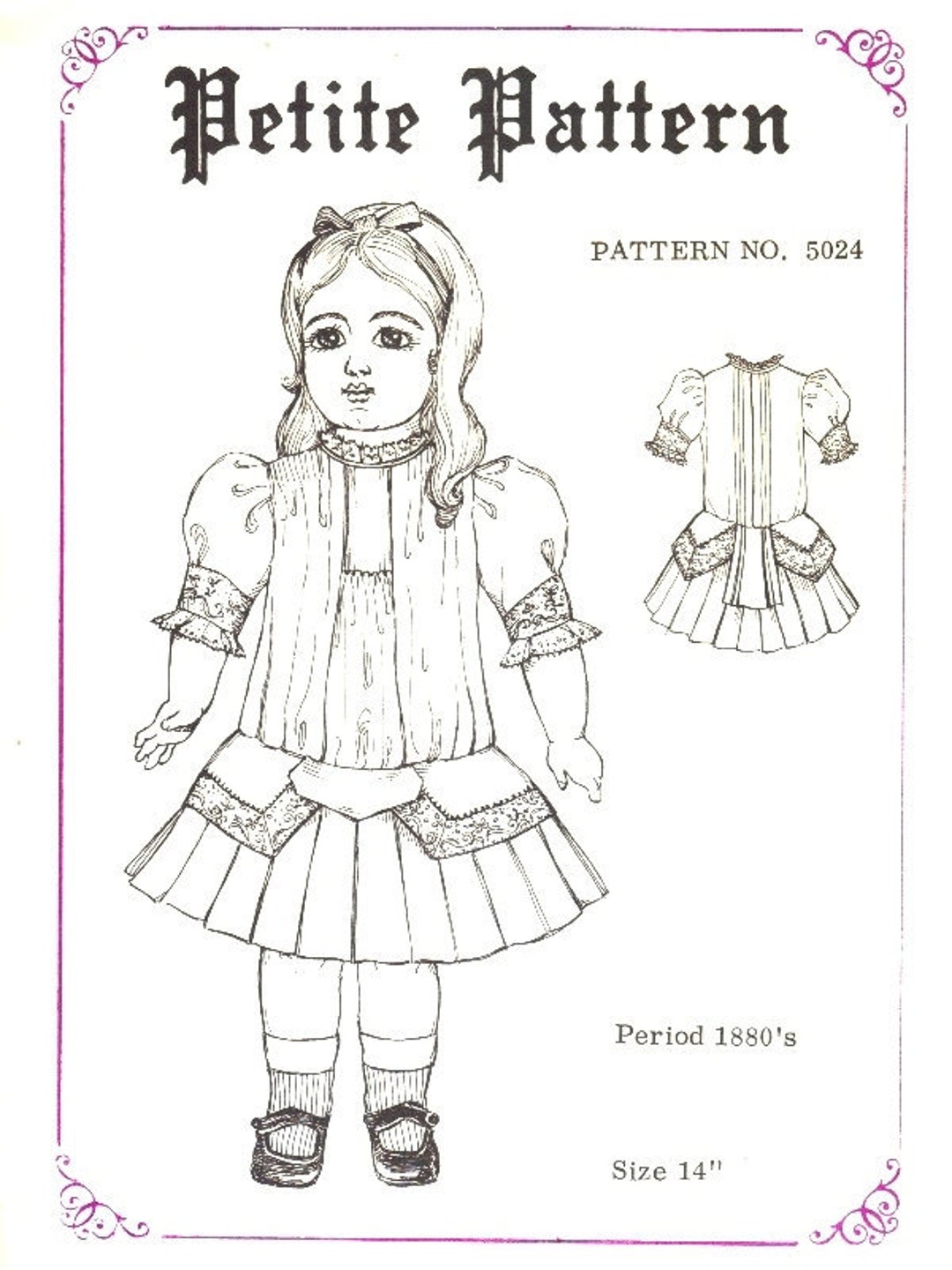 Doll Dress Clothes Sewing Pattern Vintage Look Dress Size 14" Victorian ...
