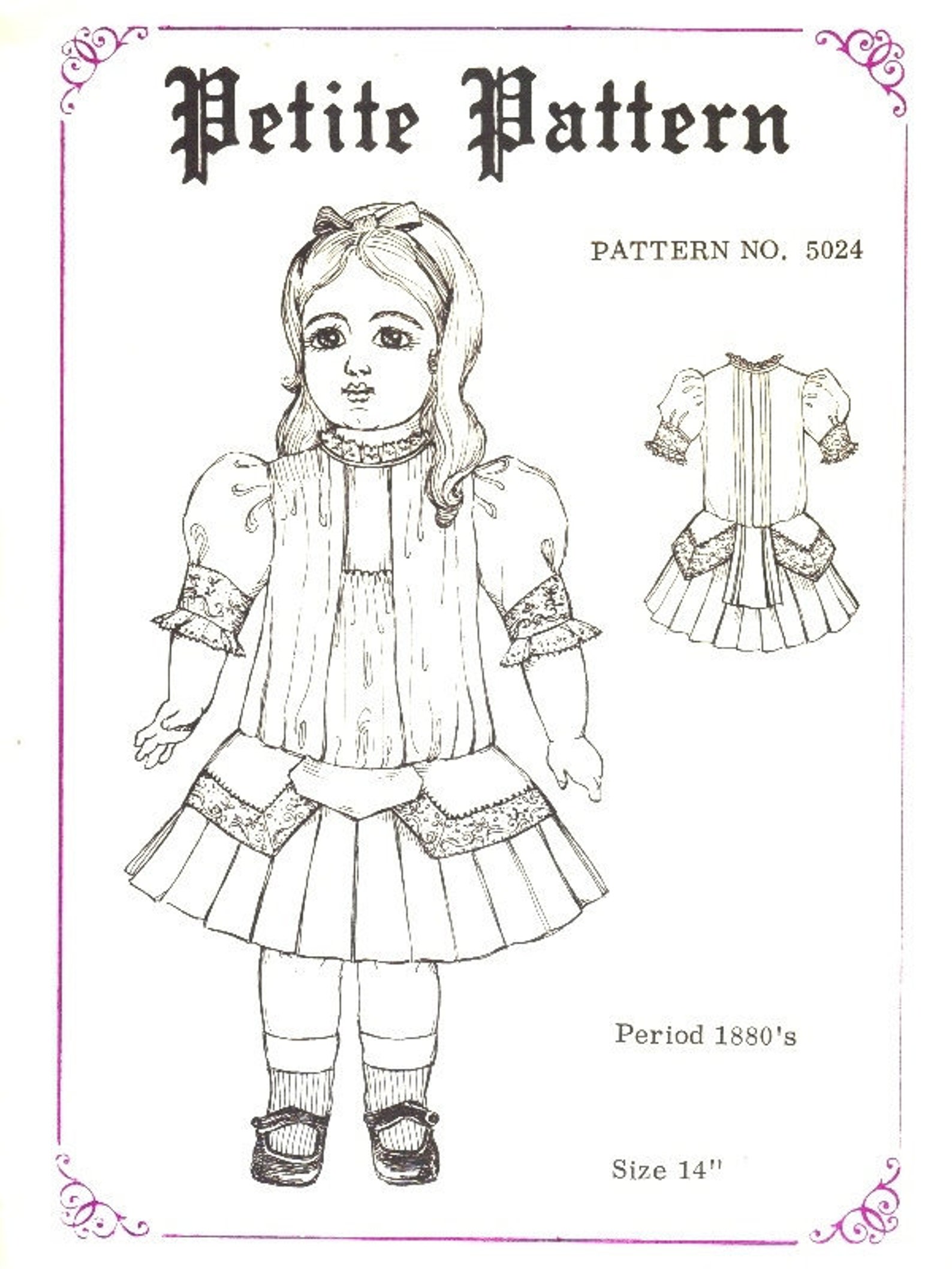 Doll Dress Clothes Sewing Pattern Vintage Look Dress Size 14" Victorian ...