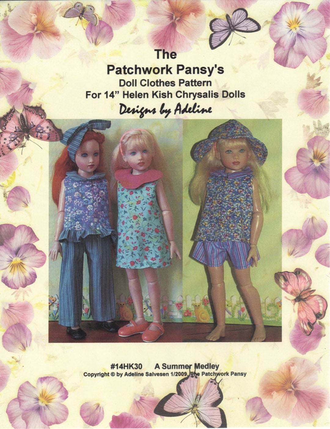 Fits 14" Helen Kish Chrysalis Dolls Sewing PATTERN Shorts Top Hat and ...
