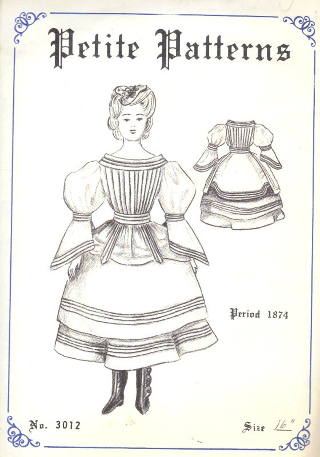 16" Doll Dress Antique Vintage Look Sewing Pattern Uncut 3012 - Etsy