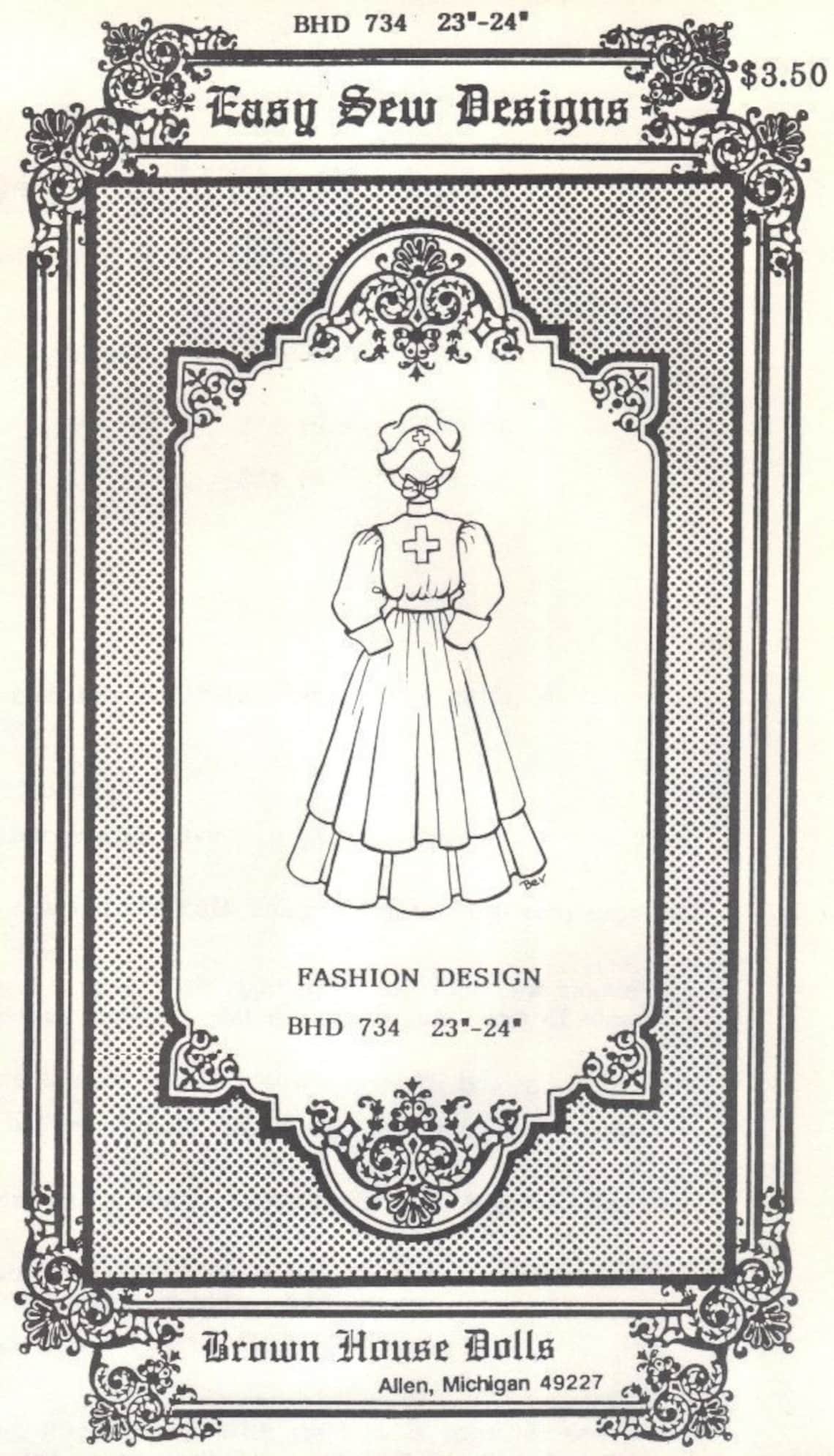 Nurse Outfit DOLL DRESS Sewing PATTERN Vintage Look U Pick Size - Etsy