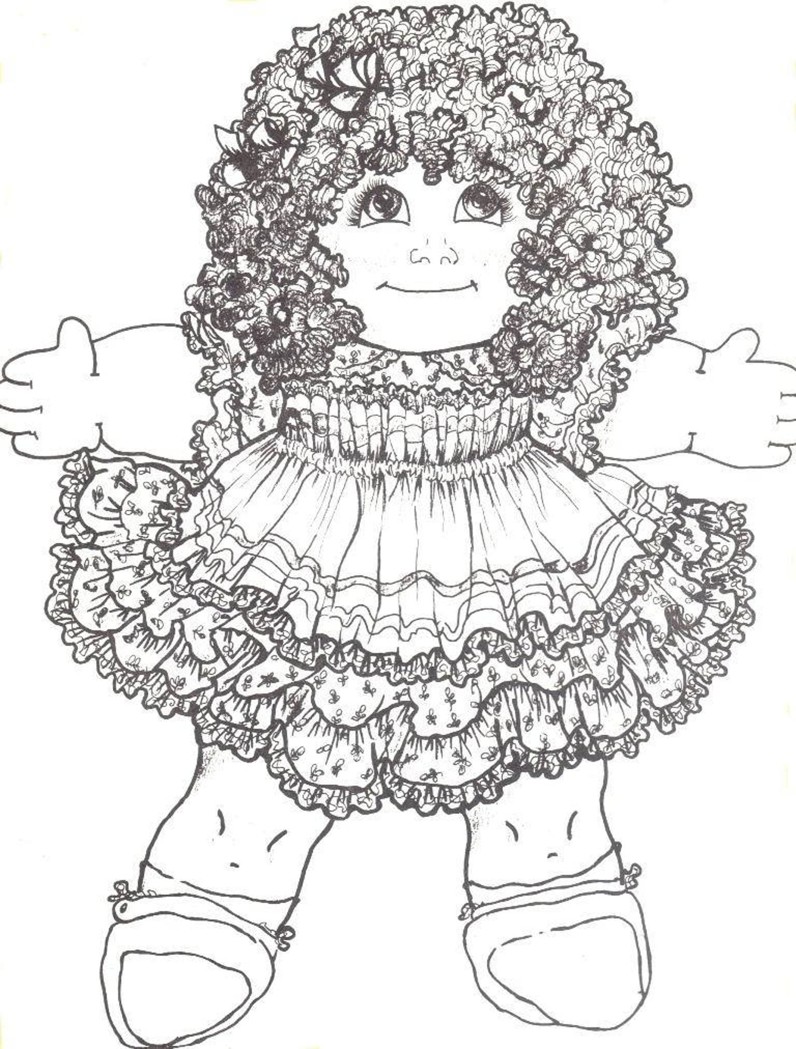 Cabbage Patch Looking 19" Doll Fabric Rag Very Cute Dress & Doll Sewing ...