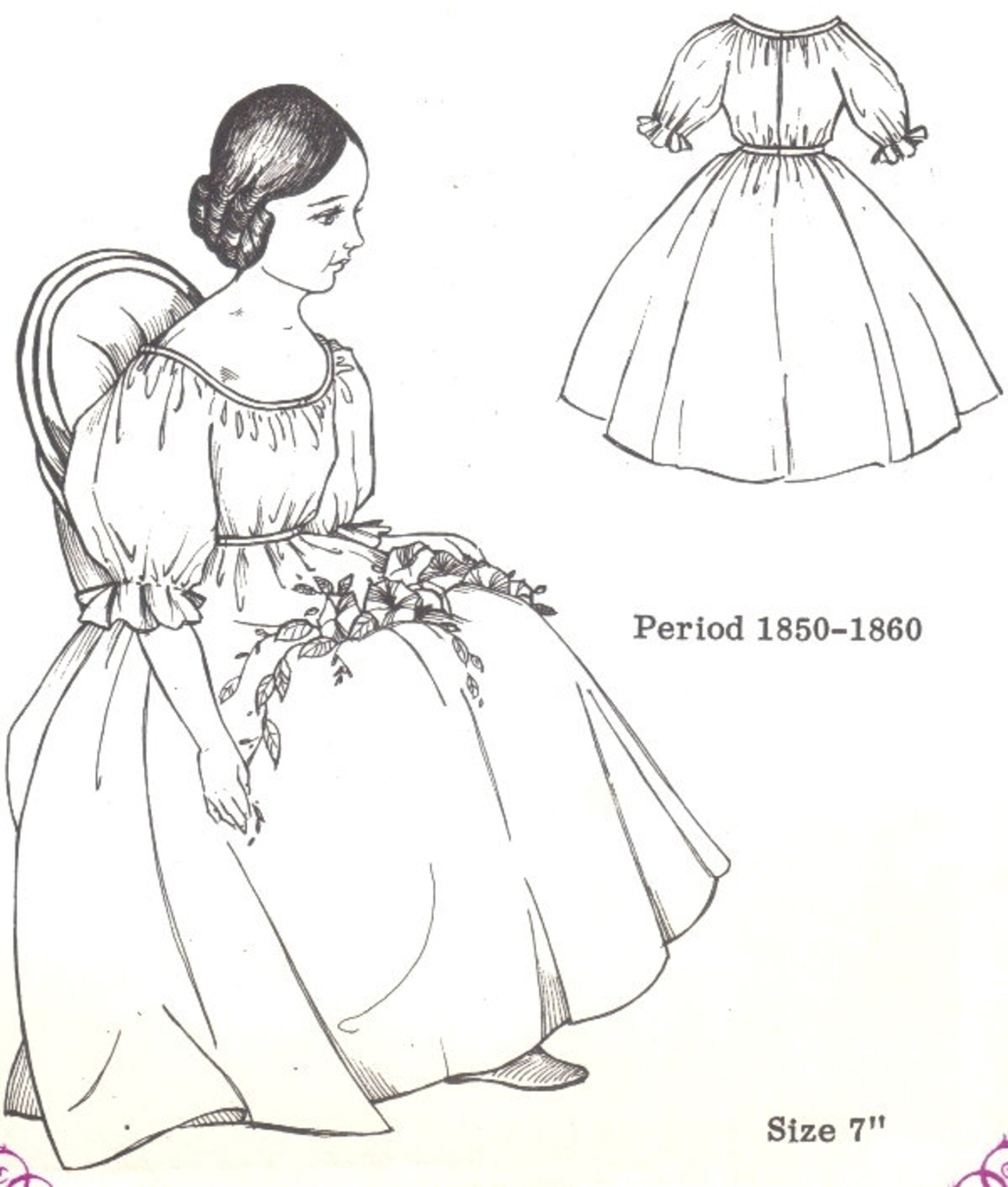 7" Doll Easy to Sew Dress Antique Vintage Look Sewing Pattern Uncut ...