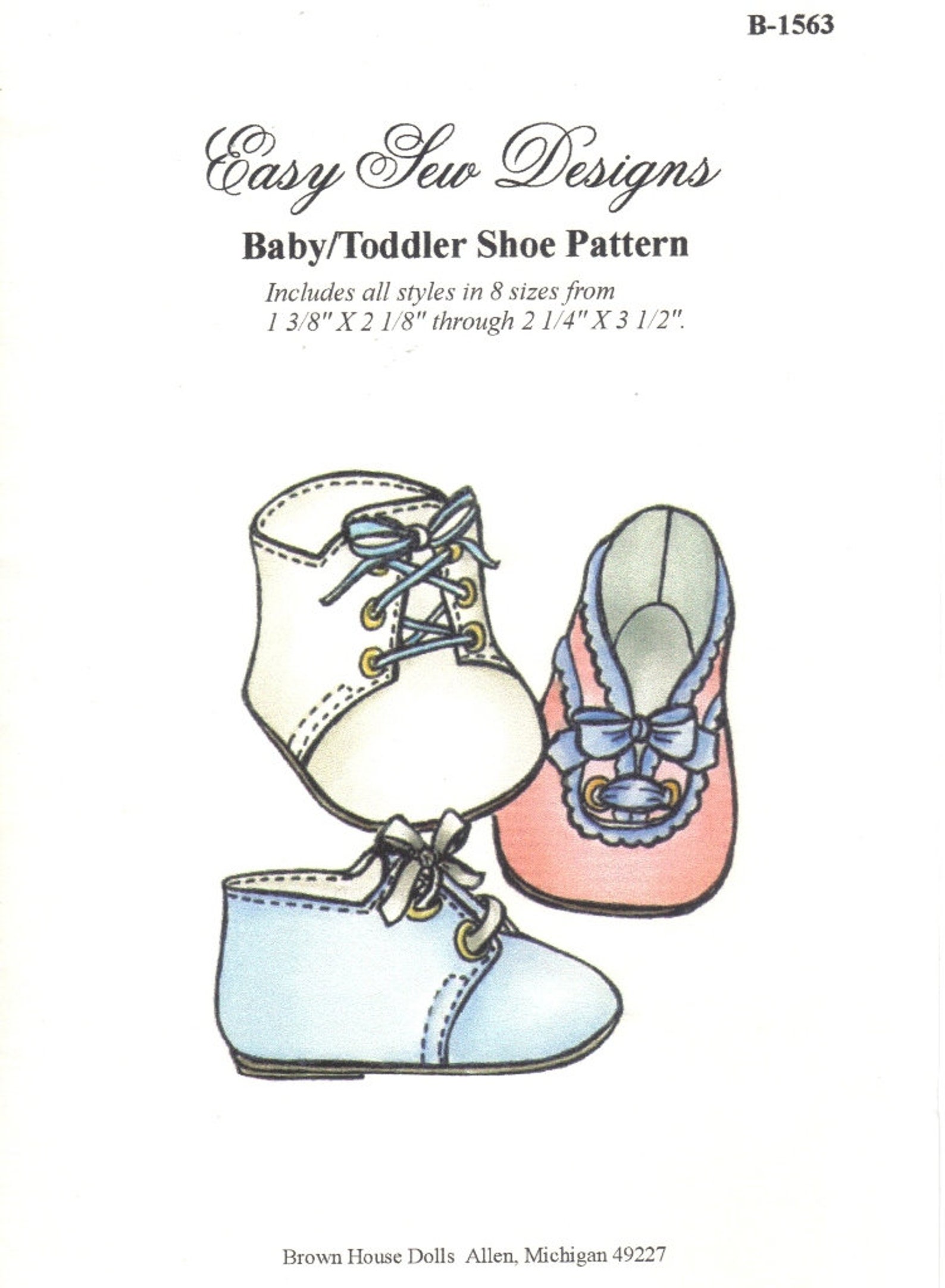 Sewing Pattern Re-born Doll Baby Toddler SHOE Pattern in 8 Different ...