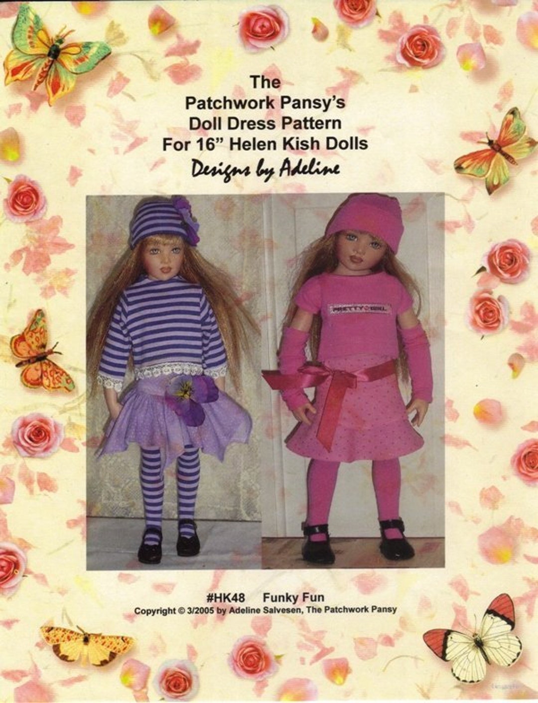 Fits 16" Helen Kish Chrysalis Dolls Sewing PATTERN Skirt Top Hat Leg ...