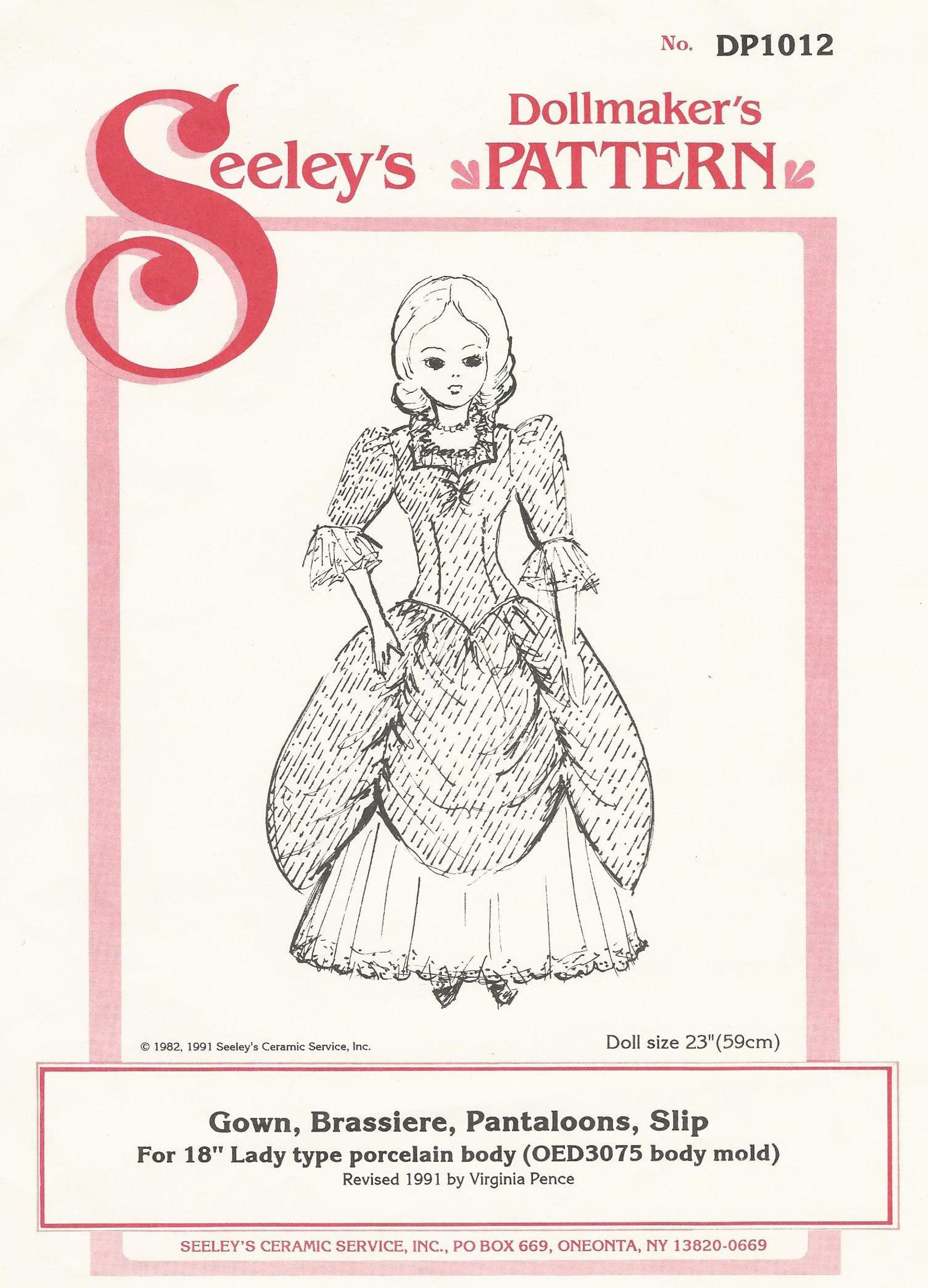 18" Victorian Doll Gown Sewing Pattern: Antique Dress, Pantaloons, Slip ...