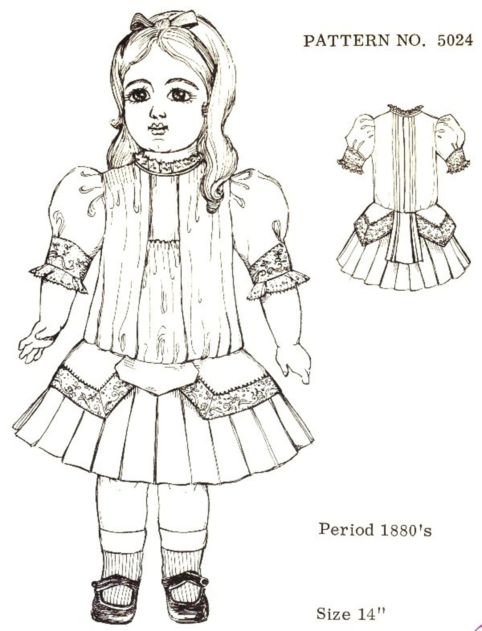 Doll Dress Clothes Sewing Pattern Vintage Look Dress Size 14" Victorian ...