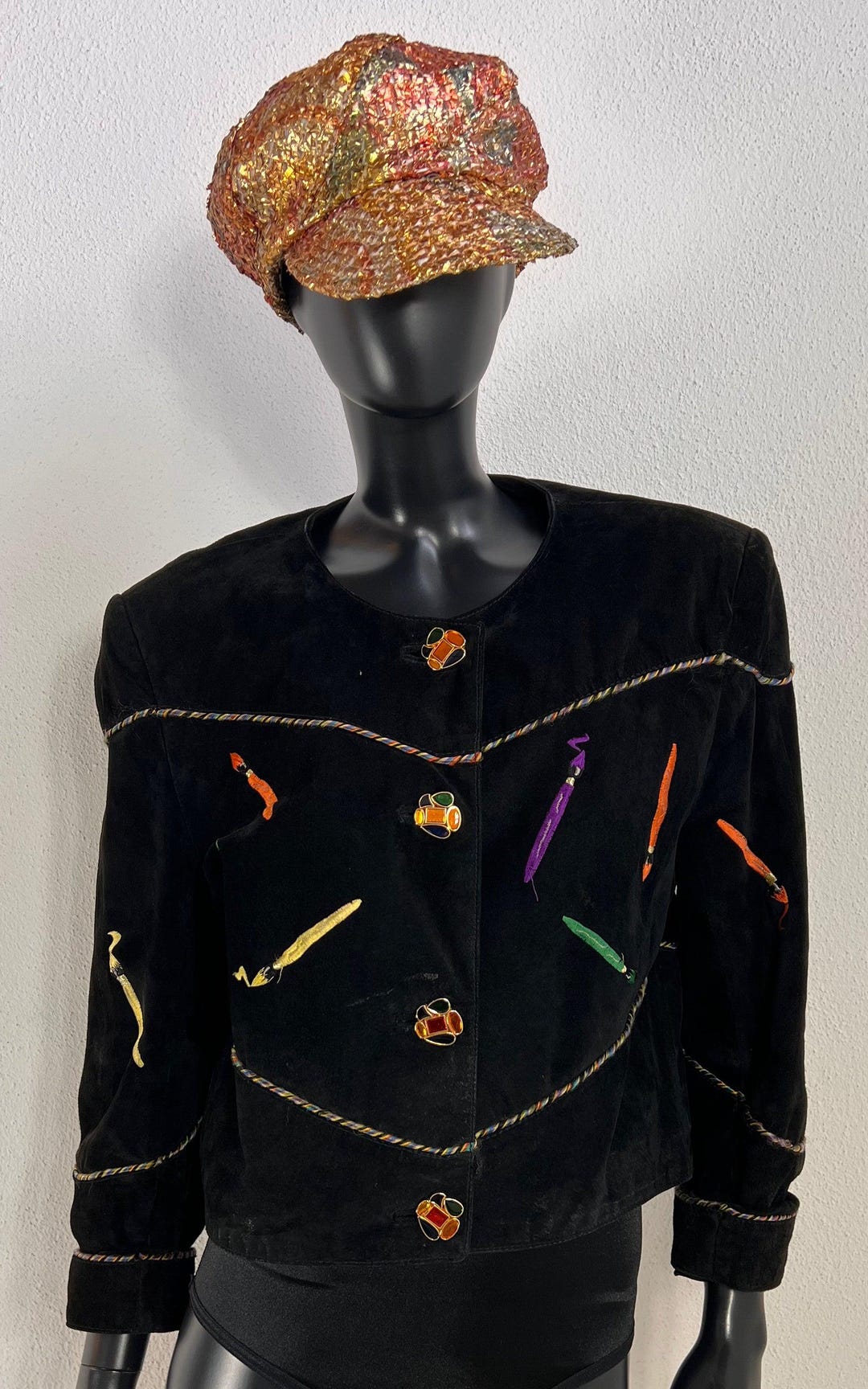 Vintage 90s Paint Brush Suede Jacket - Etsy