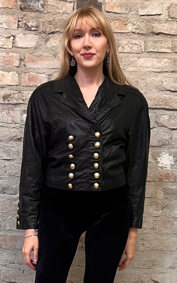 Vintage Big Shoulders Leather Jacket - Gem