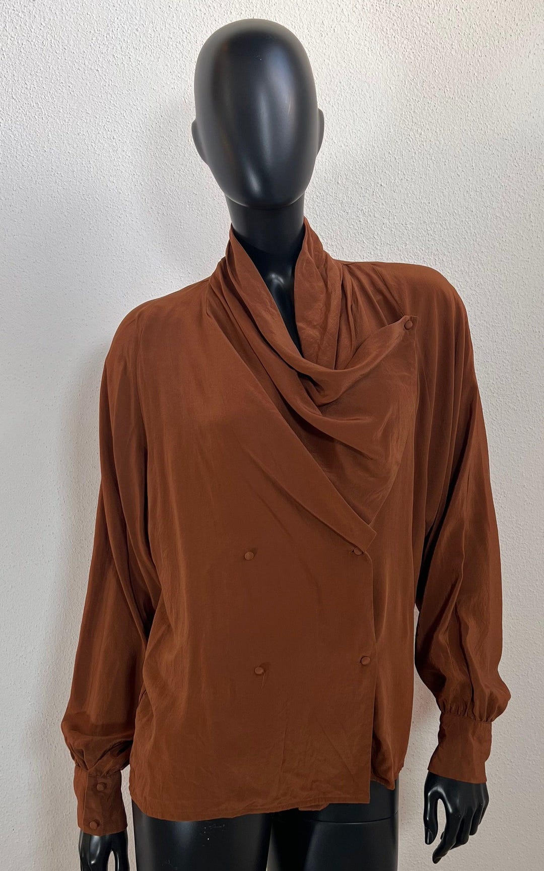 Vintage Madeleine Shawl Collar Silk Blouse - Etsy