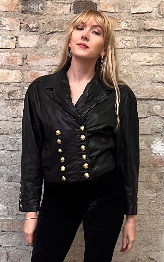 Vintage Big Shoulders Leather Jacket - Gem