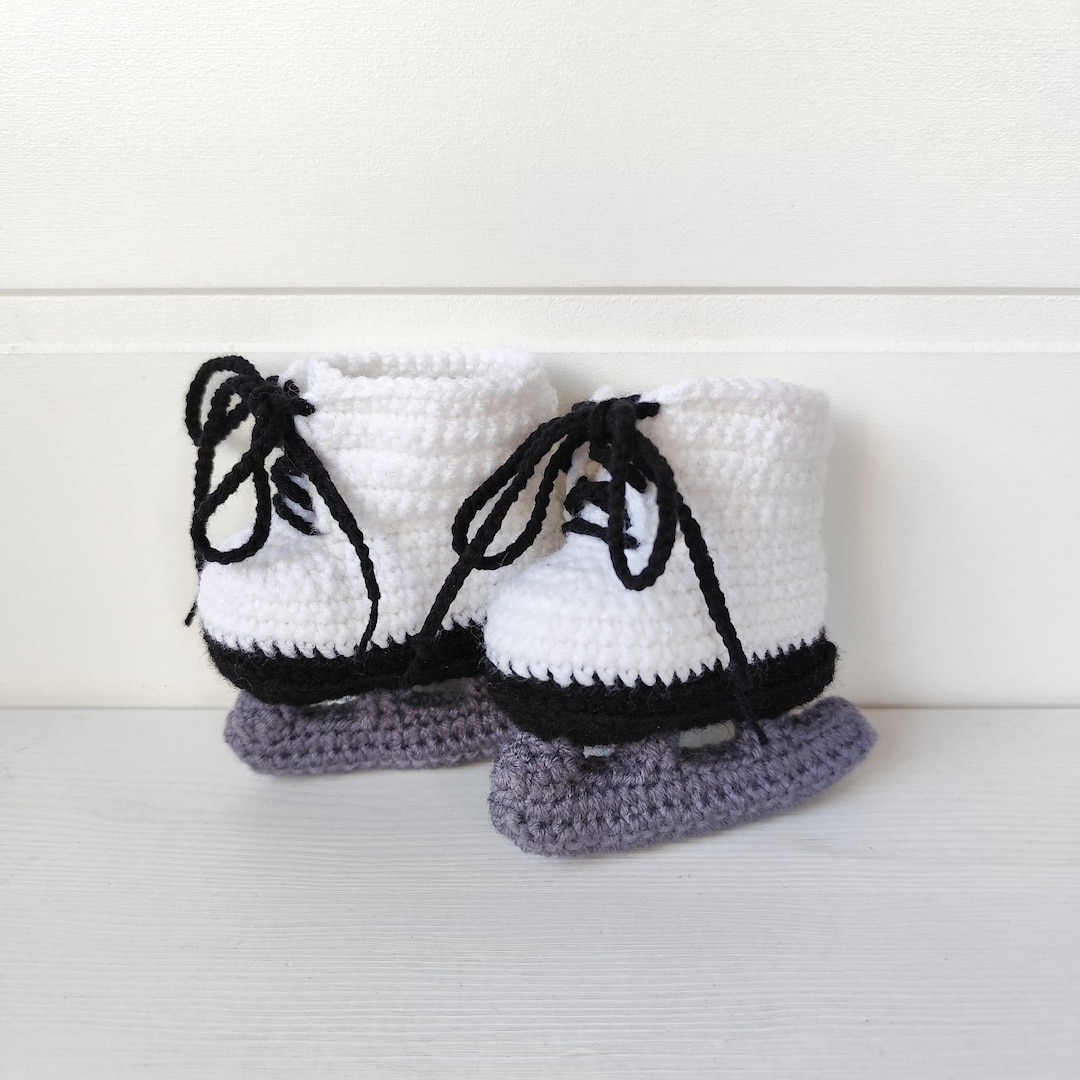 Crochet Baby Ice Hockey Skates, Baby Shower Gift, Newborn Booties, Baby ...