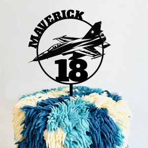 Personalised Fighter Jet Cake Topper With Name and Age – Custom Cake ...