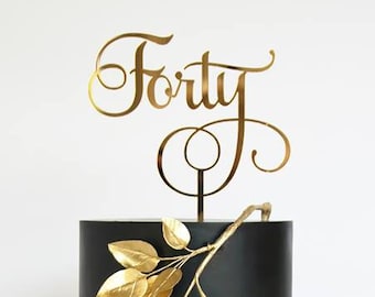 Forty Script Cake Topper - Etsy UK