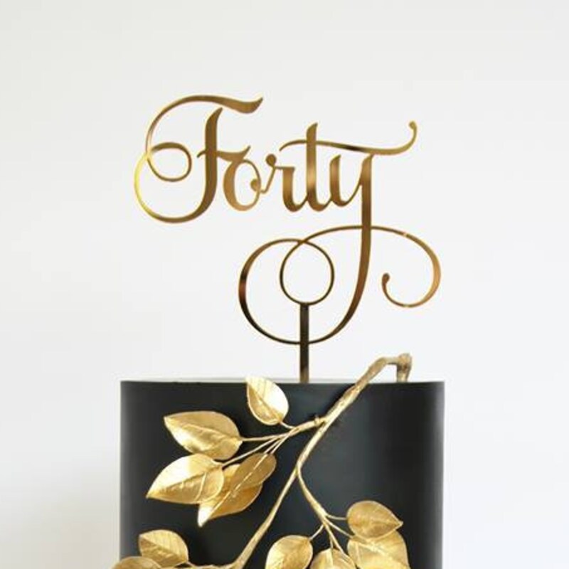 Forty Script Cake Topper - Etsy UK