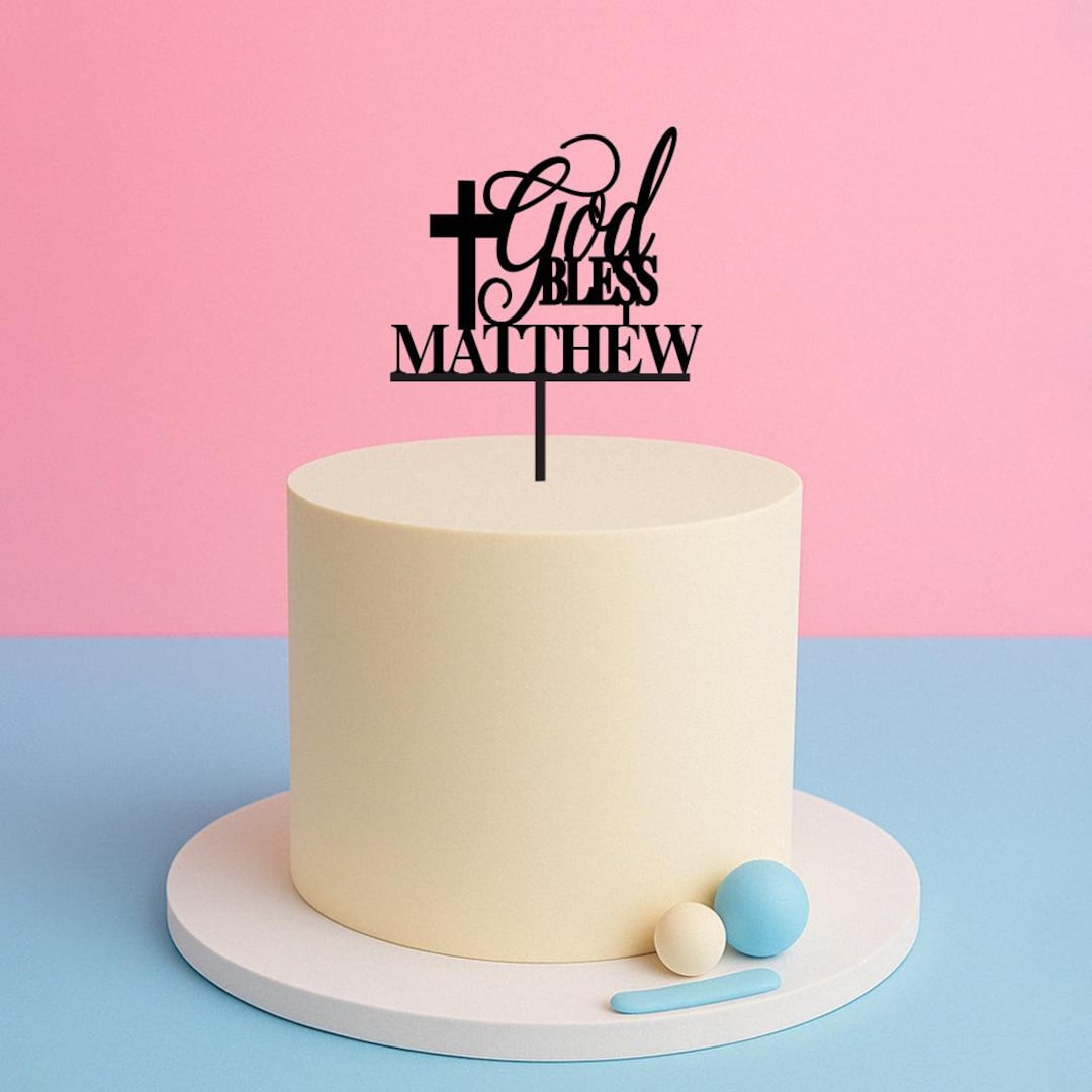 God Bless Name Cake Topper – Baptism, Christening or Communion - Etsy