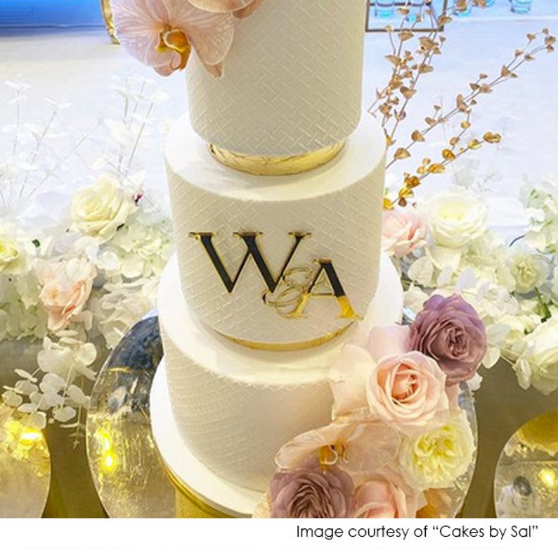 Initials Cake Plaque Wedding Cake Inititals Bride & Groom - Etsy