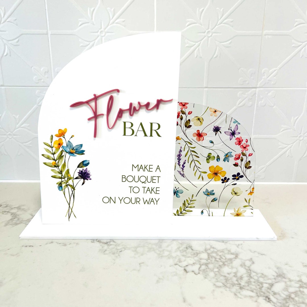 Personalised Floral Half Arch Double Signs, Wildflower Designed Acrylic ...