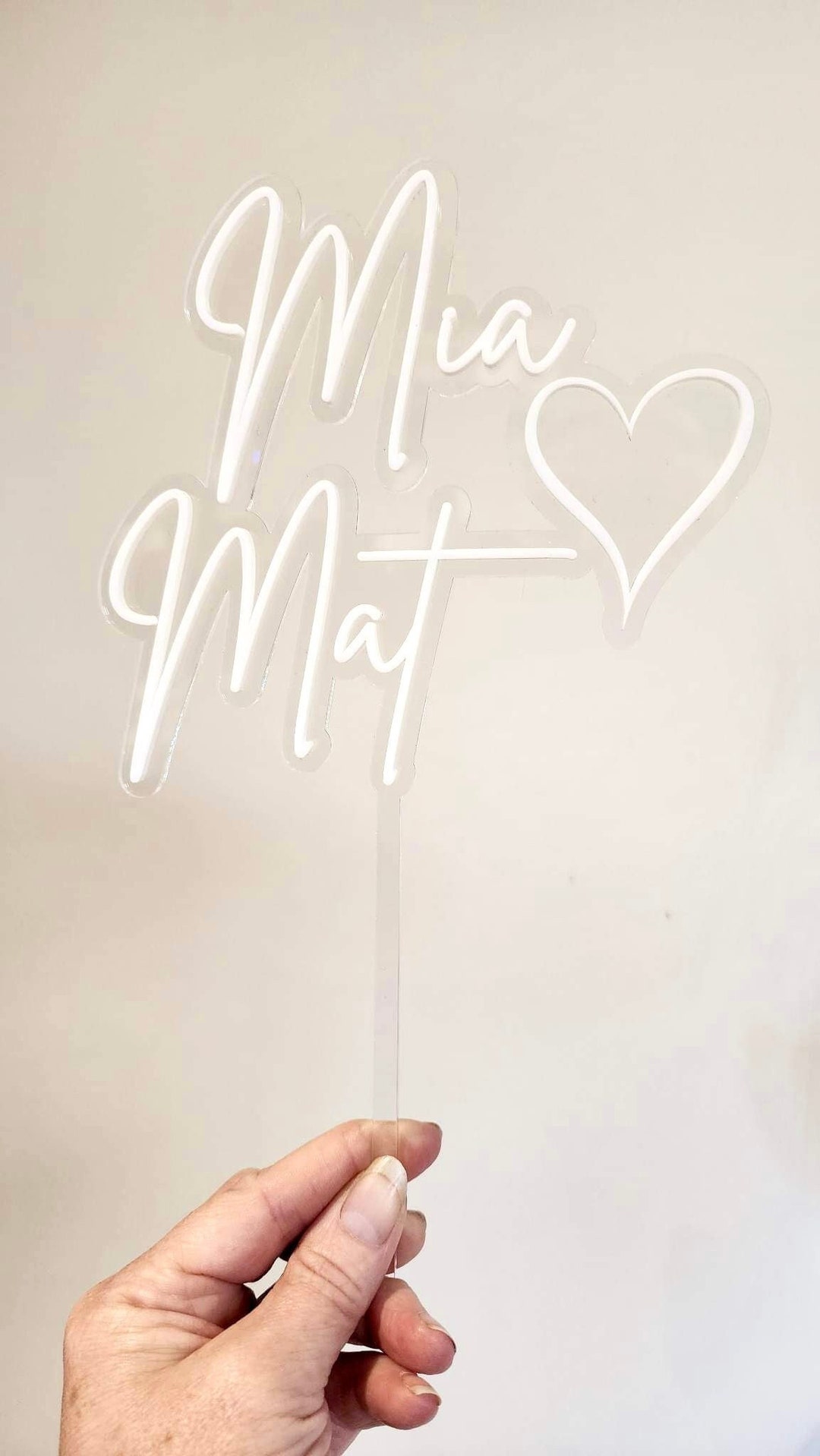Double Layered Personalised Cake Topper With Two Names & Heart ...