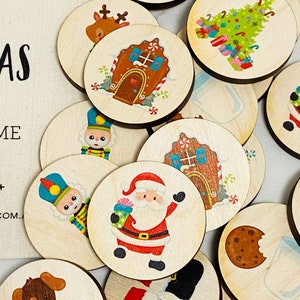 Christmas Themed Wooden Memory Game - Make a Match Wood Matching Memory ...