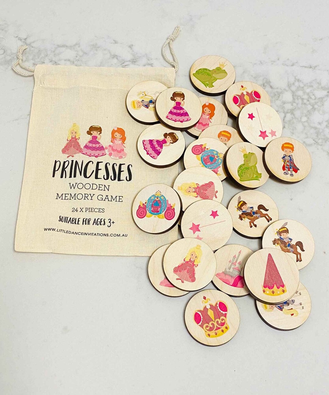 Princess Themed Wooden Memory Game - Make a Match Wood Matching Memory ...