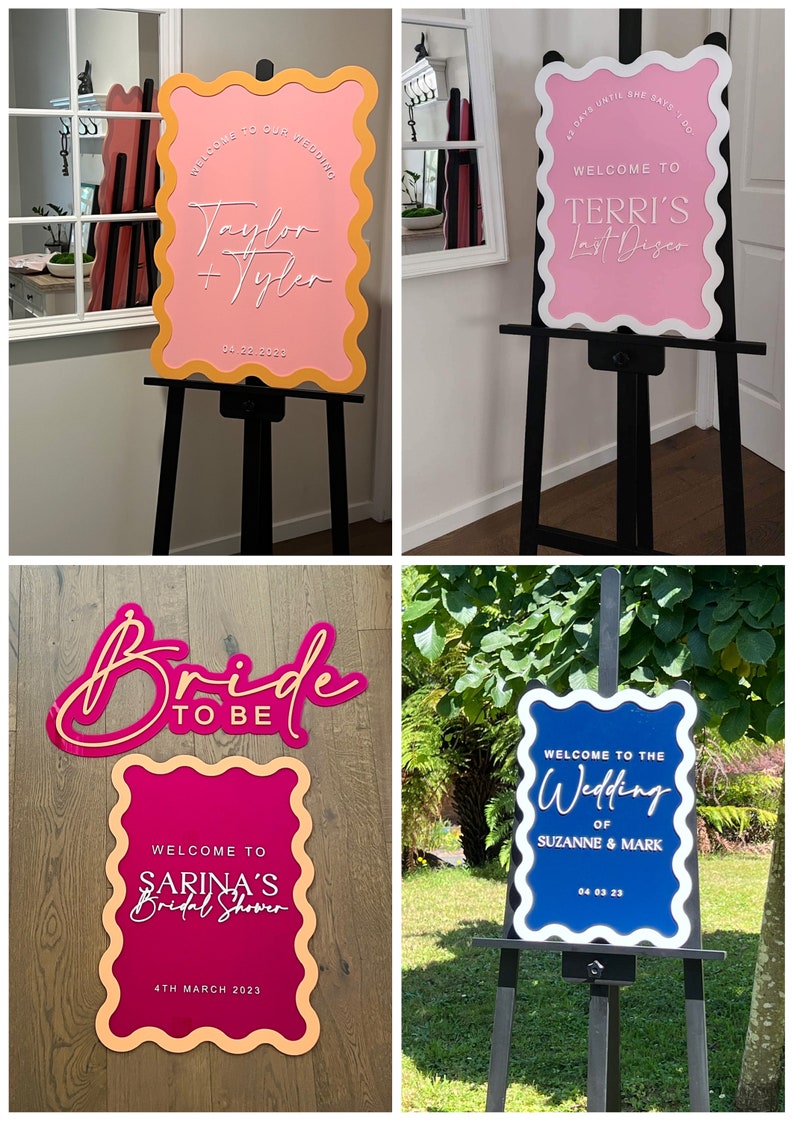 Wave Wedding Welcome Sign Modern Wedding Signs Wedding - Etsy