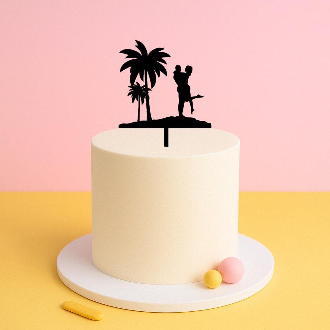 Couple on Island Cake Topper – Tropical Beach Wedding or Romantic ...