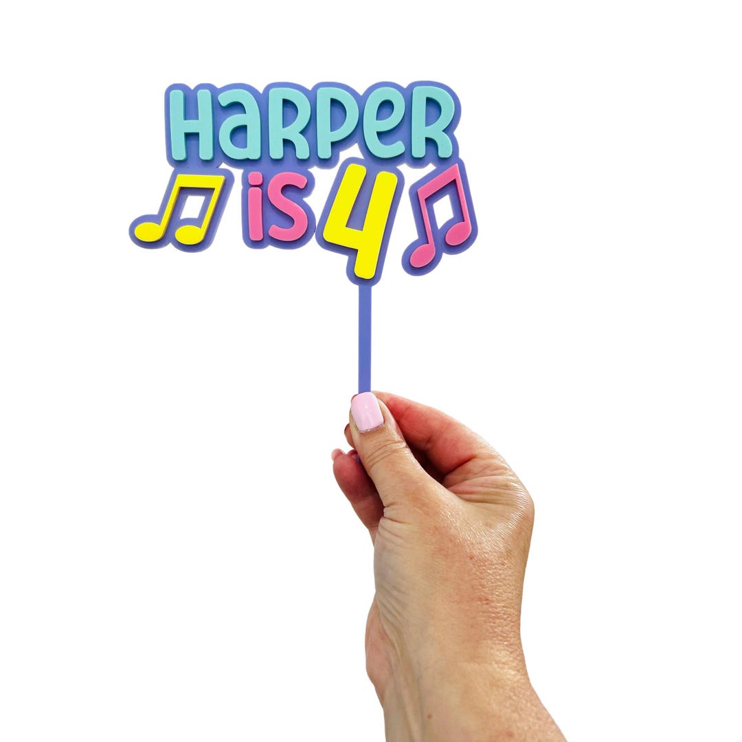 Musical Notes Cake Topper – Personalised Name & Age Birthday Topper - Etsy