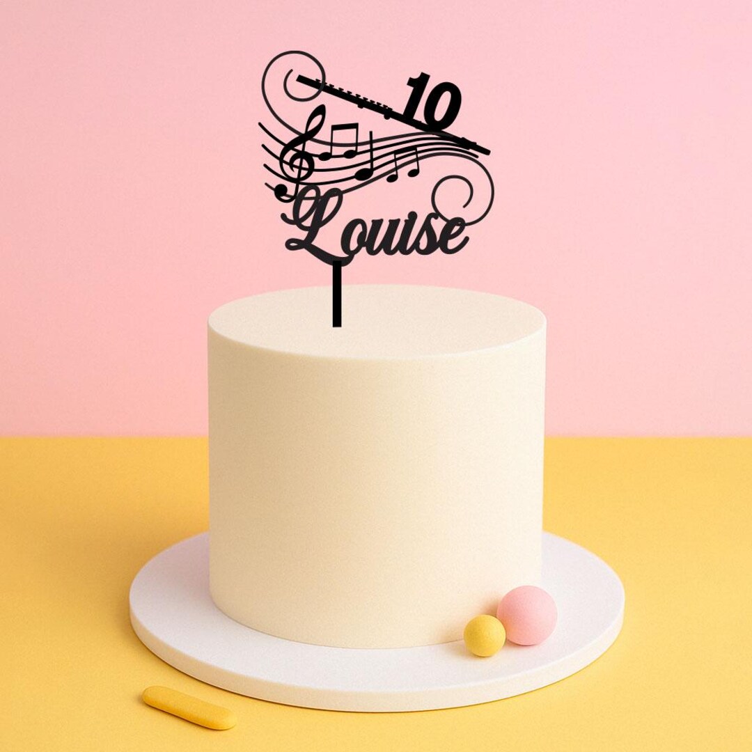 Flute & Musical Notes Cake Topper – Name and Age – Music Gift Topper - Etsy