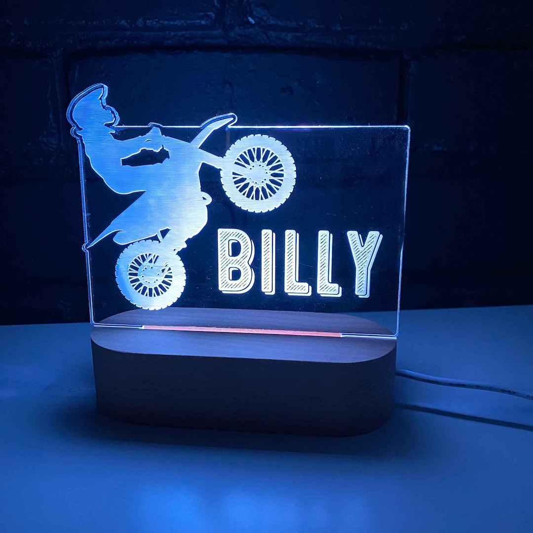 Personalised Dirt Bike Night Light, Kids Bedroom, Nursery Night Light ...