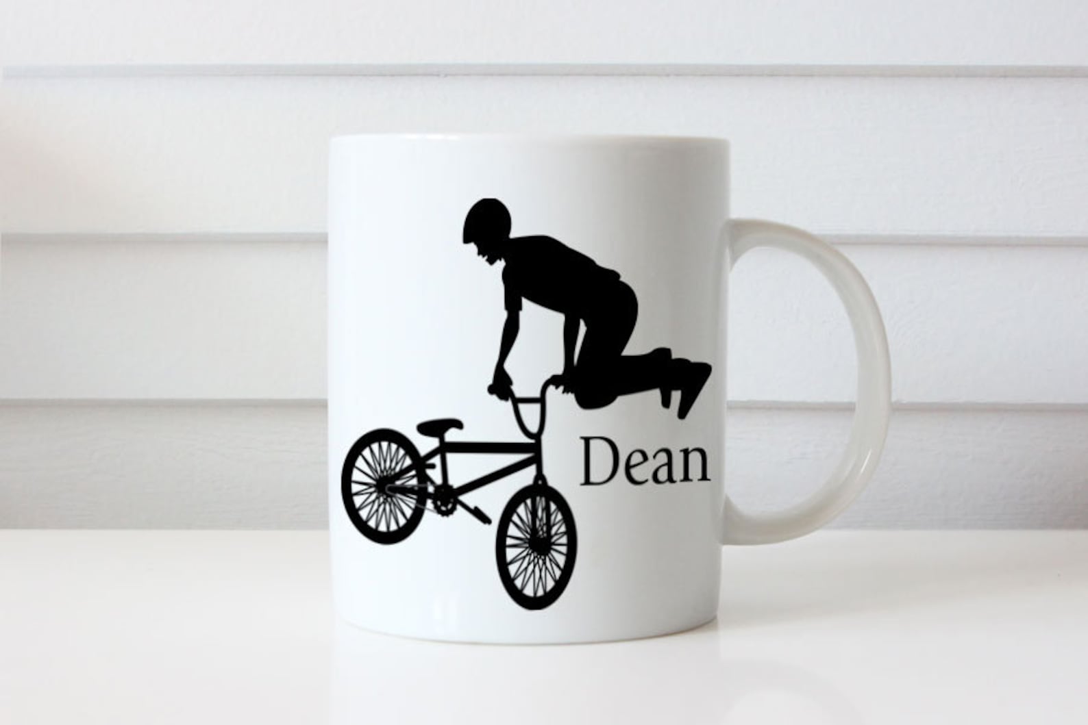 Personalised BMX Coffee Mug Kids or Adult Novelty BMX Custom Name Mug ...