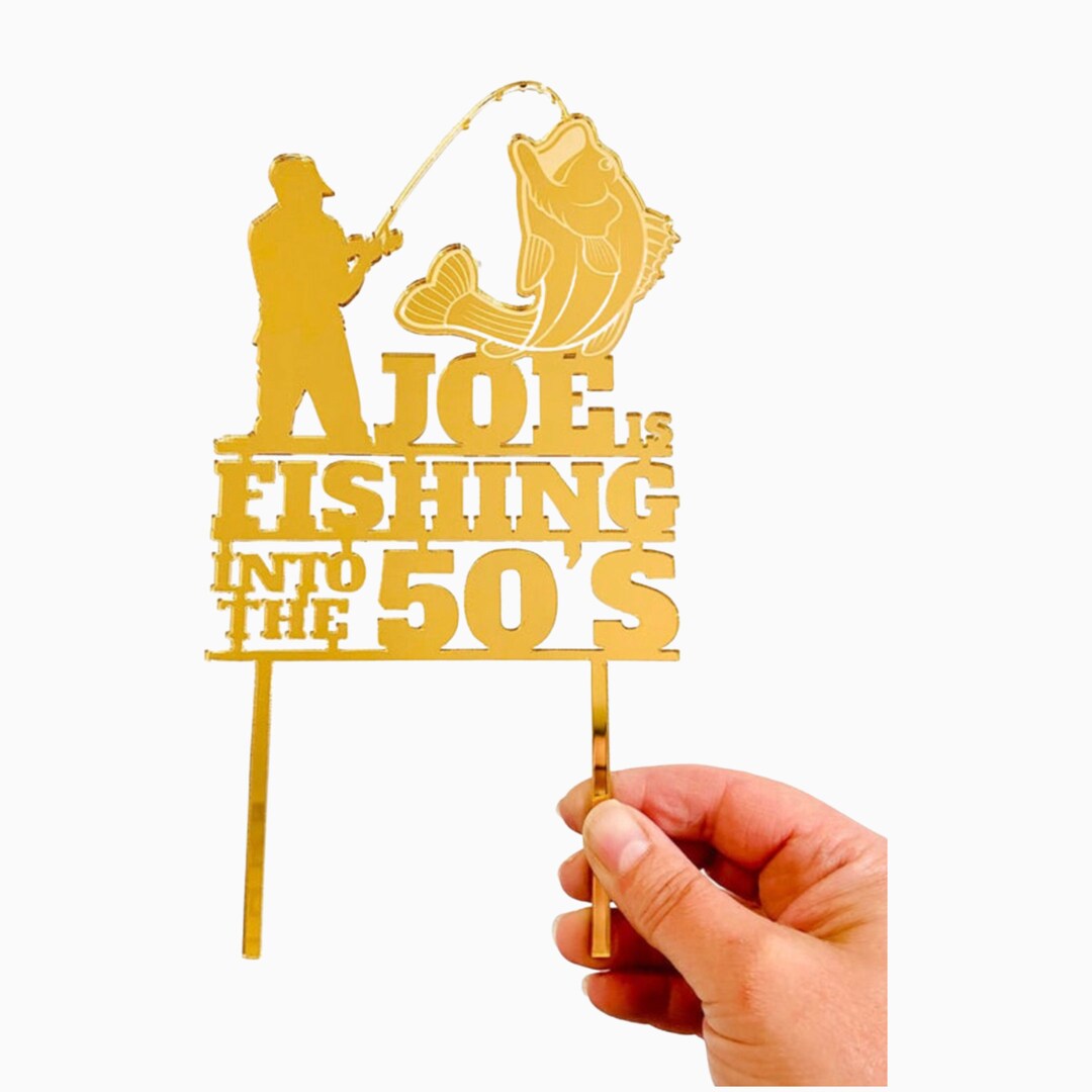 Fishing Themed Birthday Cake Topper. Personalised Name Birthday Cake ...