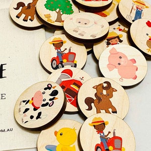 Farm Themed Wooden Memory Game - Make a Match Wood Matching Memory Game ...