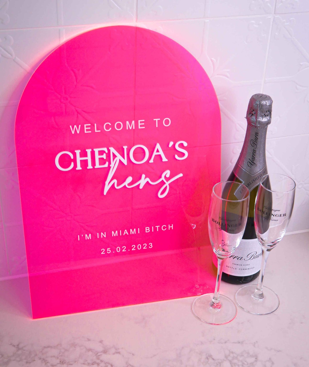 Arch Hens Welcome Sign, 3D Names, Modern Arch Wedding Signs, Wedding ...