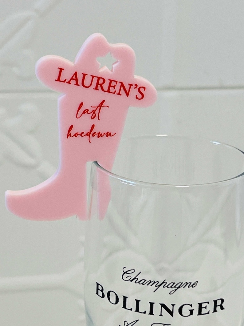 Cowgirl Themed Personalised Drink Tags, Bridal Shower Accessories, Hens ...