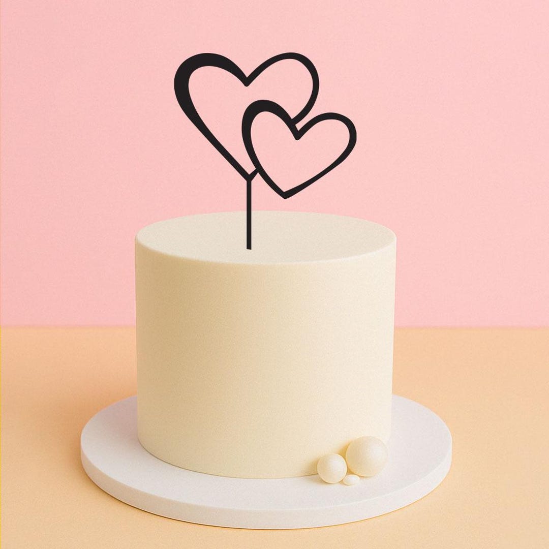 Double Hearts Cake Topper Gift – Elegant Minimalist Wedding or ...