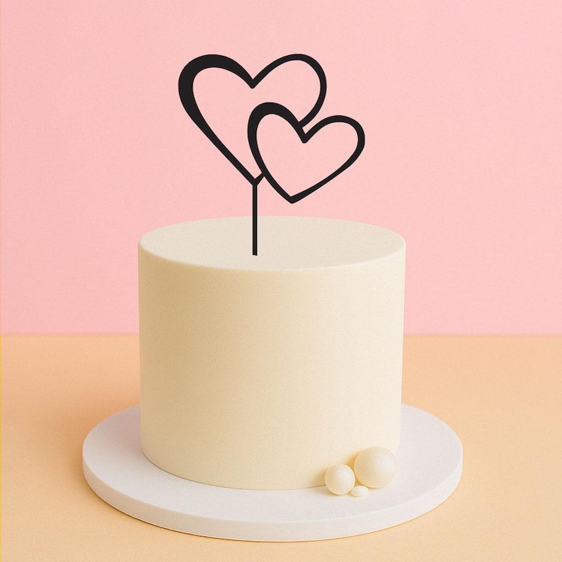 Double Hearts Cake Topper Gift – Elegant Minimalist Wedding or ...