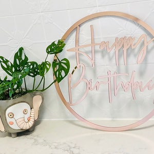 Happy Birthday Sign | Happy Birthday Decor | Round Birthday Sign ...